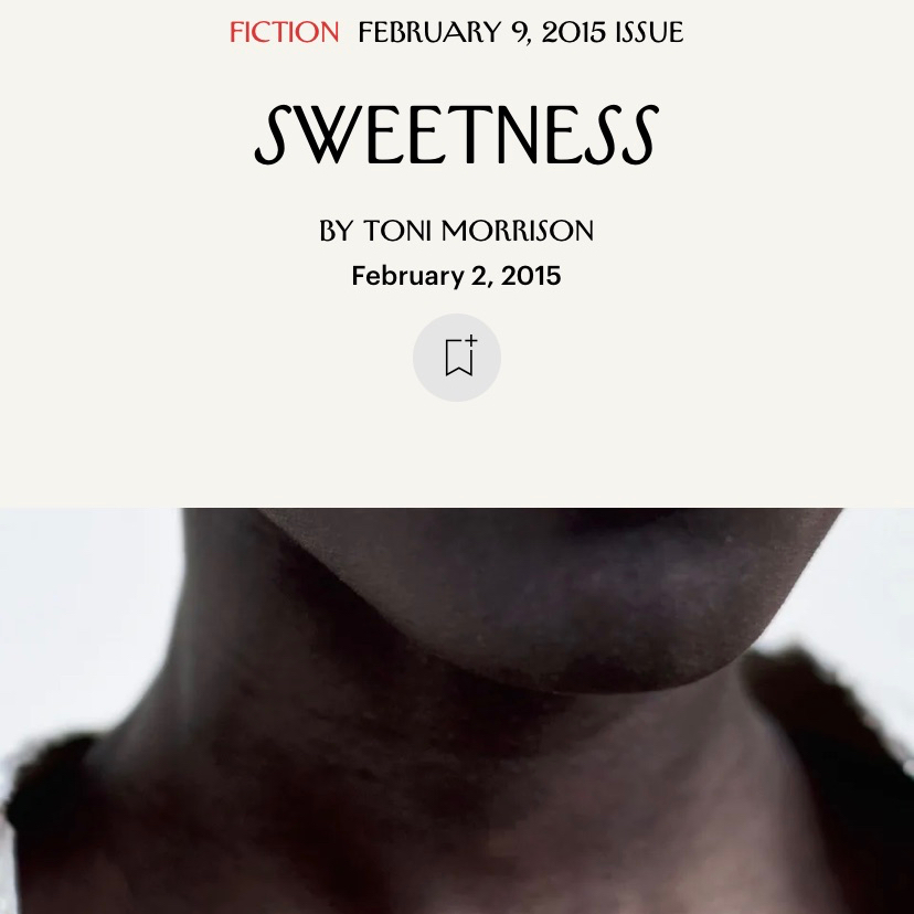 Toni Morrison, “Sweetness” – Athena's Owl